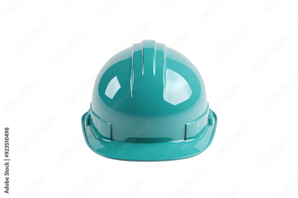 Turquoise construction safety helmet isolated on transparent background ...