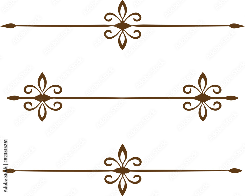 Dividers thin line elements set. Border underline for text page, book ...