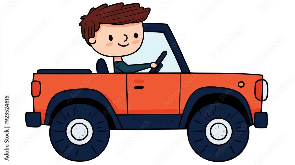 Minimalist Stick Figure Family Clipart with Dad Driving a Car Isolated ...