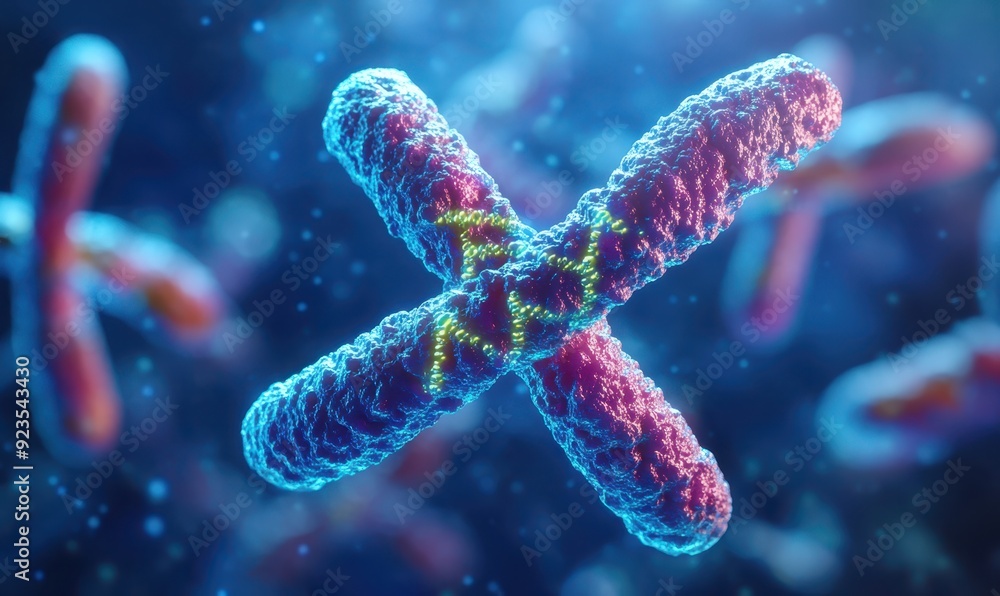 X and Y Chromosome on blue background. Chromosomes with DNA helix ...