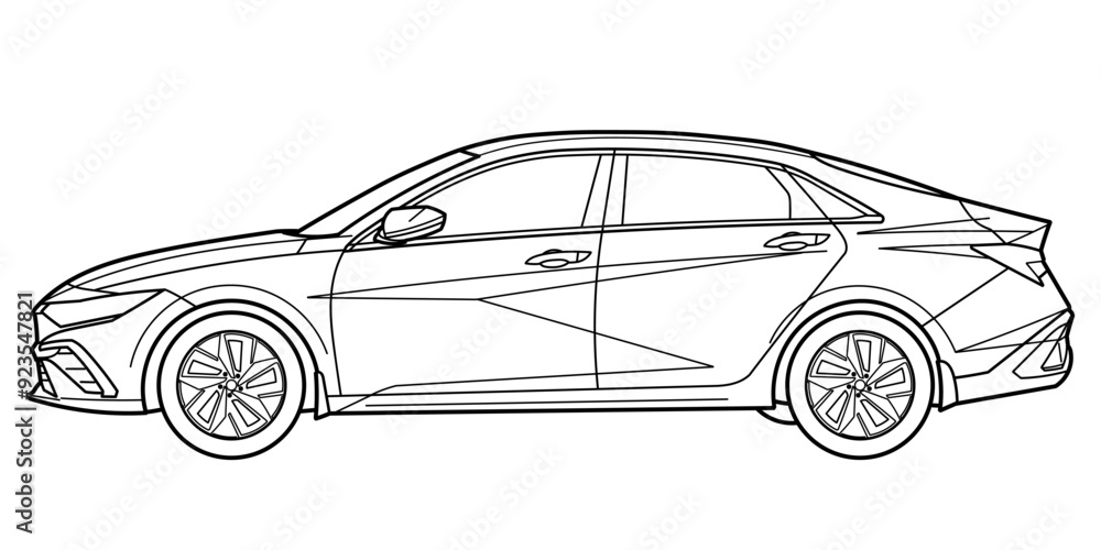 Ivano-Frankivsk, Ukraine - 08 July 2024: Outline drawing of a Hyundai ...