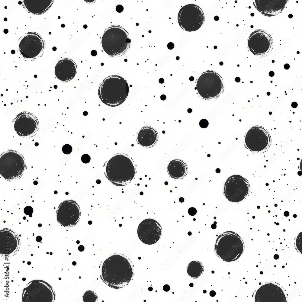 Seamless style, Spotted dot pattern with black dots on a white ...
