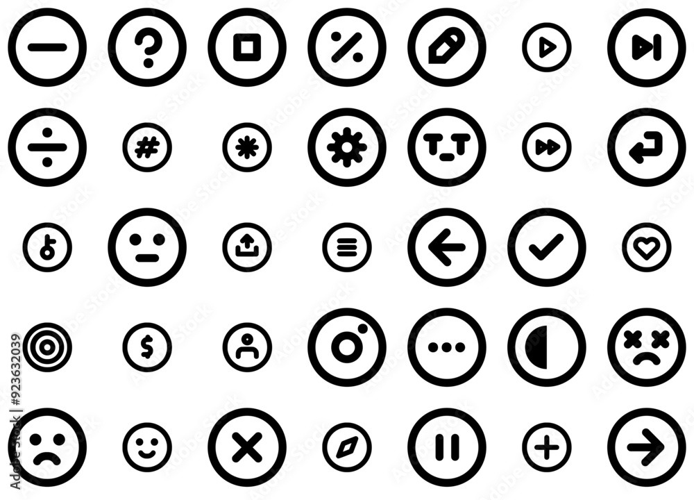 Set Of Linear Round Icon 40Px Vector Symbols Apps, Websites Ui Designs ...
