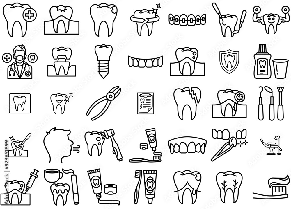 Set Of Dental Care Icons Web Header Banner Design Containing Tooth ...