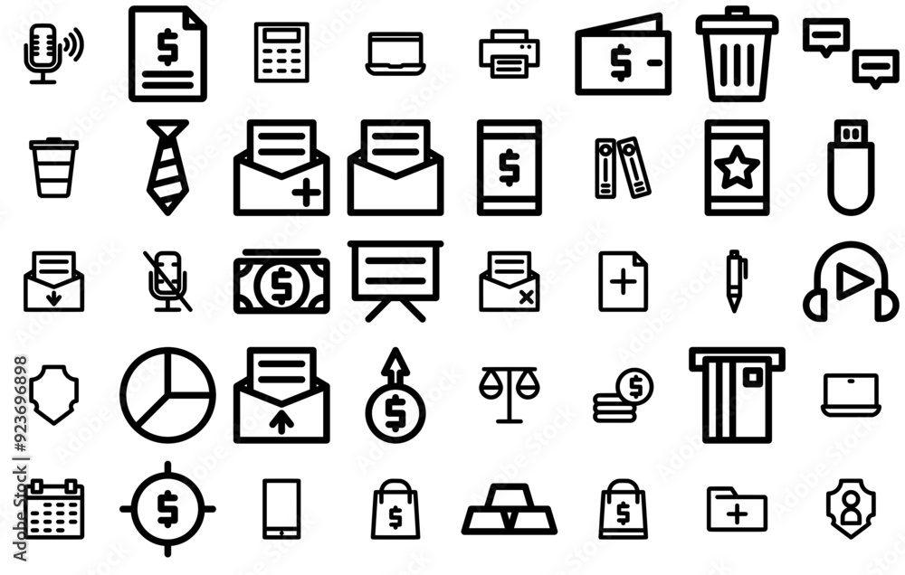 Set Of Linear Finance Vector Symbols Apps, Websites Ui Designs Suitable ...