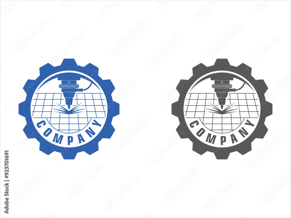 Laser cutting logo with circular gear design template silhouette ...