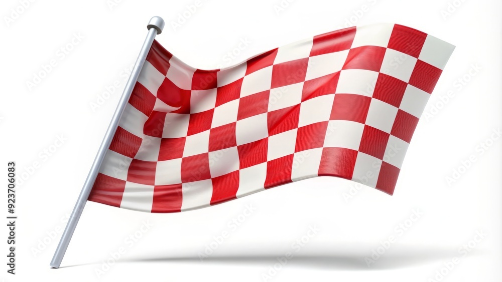Simple, modern goal line icon featuring a bold, red checkered flag ...