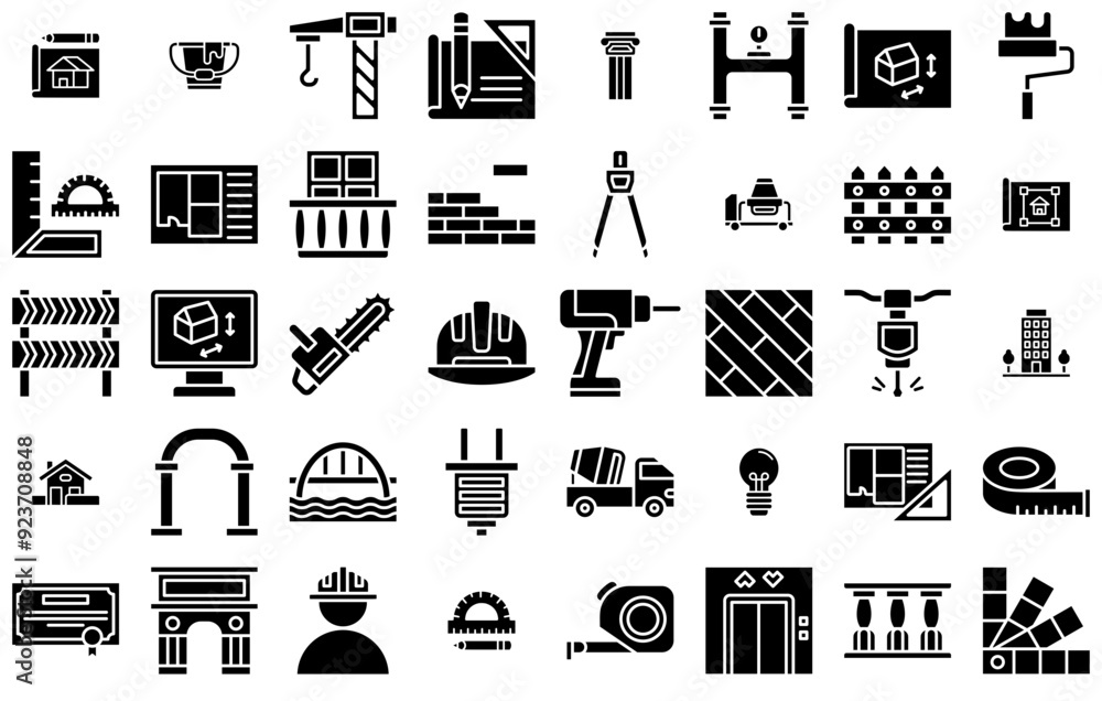 Set Of Building Techniques Vector Symbols Apps, Websites Ui Designs ...