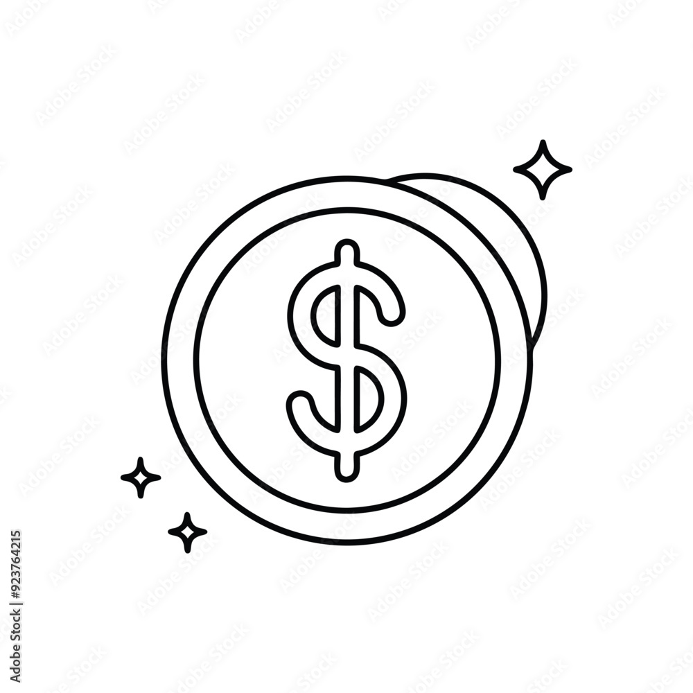 Line art vector illustration of a dollar sign logo icon, perfect for ...