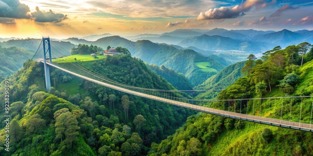 Longest suspension bridge in West Java, spanning 370 meters long and 75 ...