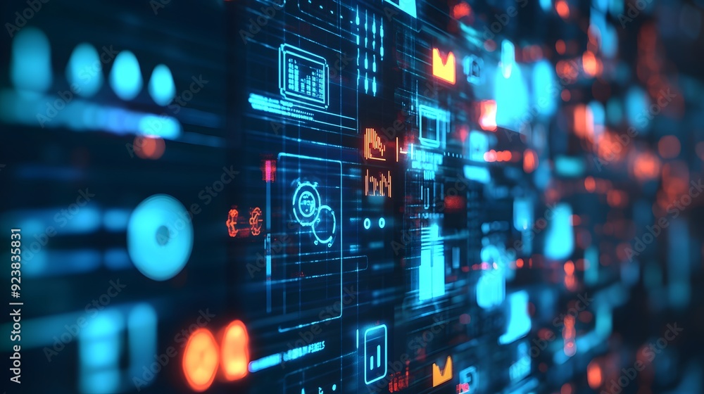 Digital Symbols and Graphs on Interactive Screen Representing Advanced ...