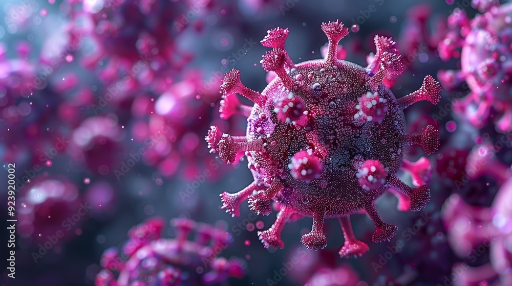 Virulent pathogen-themed background with detailed molecular imagery ...