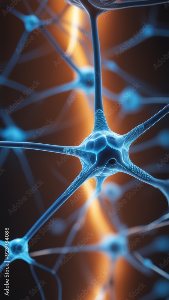 Side-by-side views of a neuron 3D rendering with dendrites & axons on ...