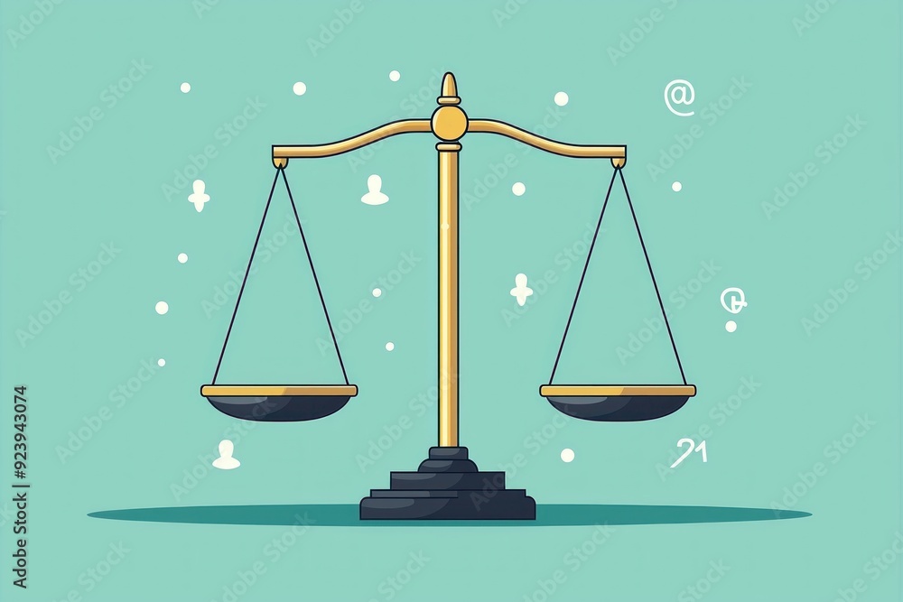 Justice scales with equal symbols on each side, equality before the law ...