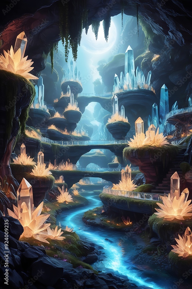 Create a highly detailed illustration of a hidden world inside planet ...
