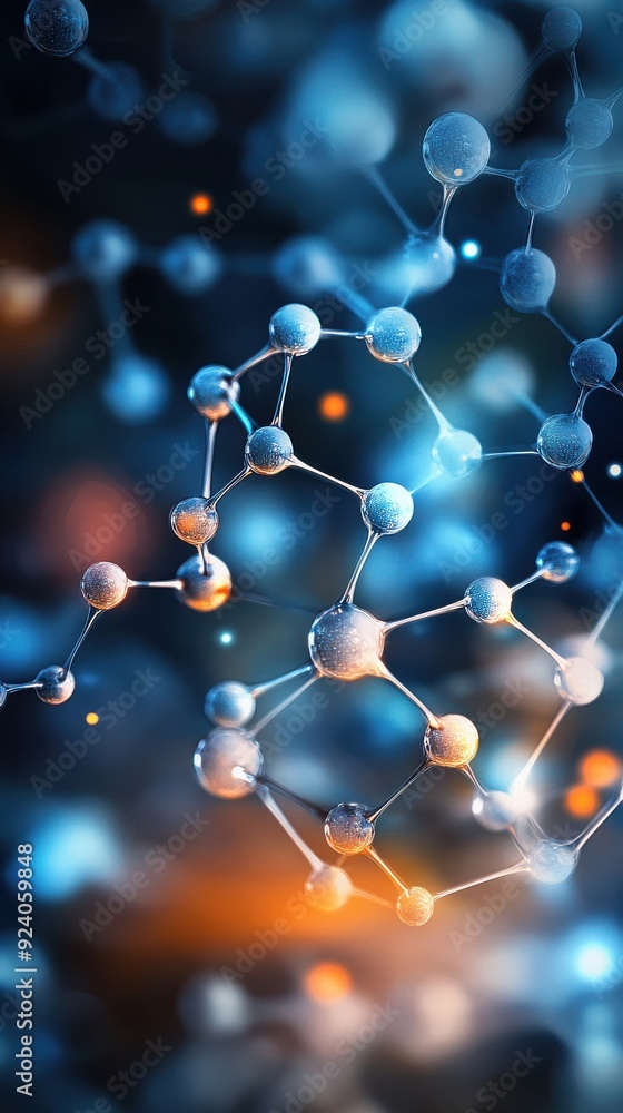 molecular structures and chemical bonds interconnected in a complex ...