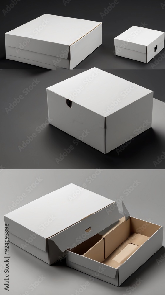 Realistic Packaging Box Mockup with Detailed Dimensions and Three ...