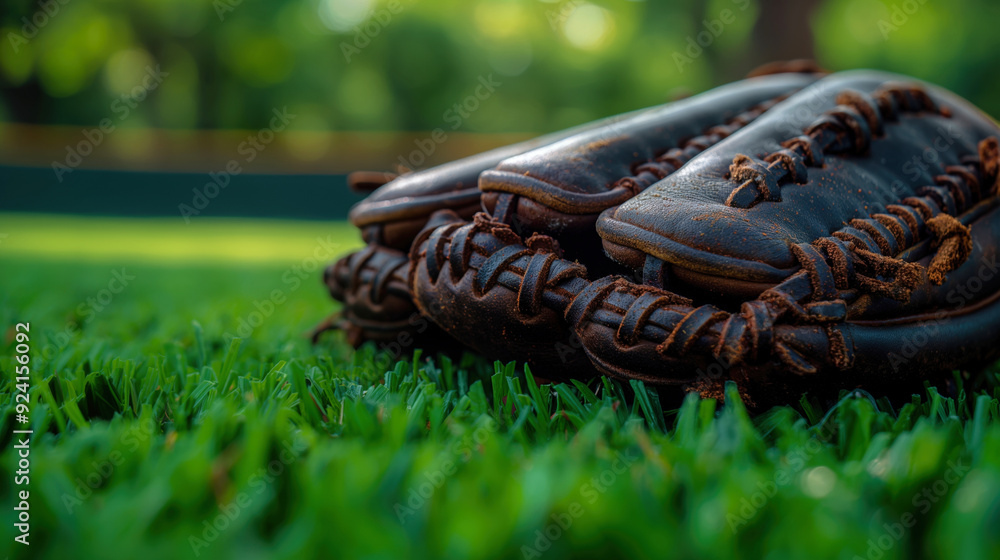 Sports image for softball baseball with blurred background. Outside ...
