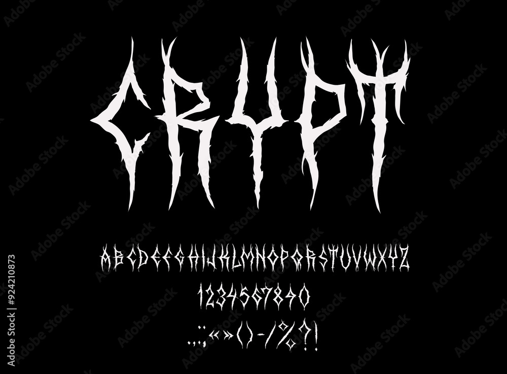 Scary demon y2k font, heavy metal music type, horror devil typeface ...