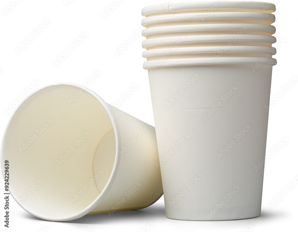 disposable empty paper cups isolated white background, made from ...