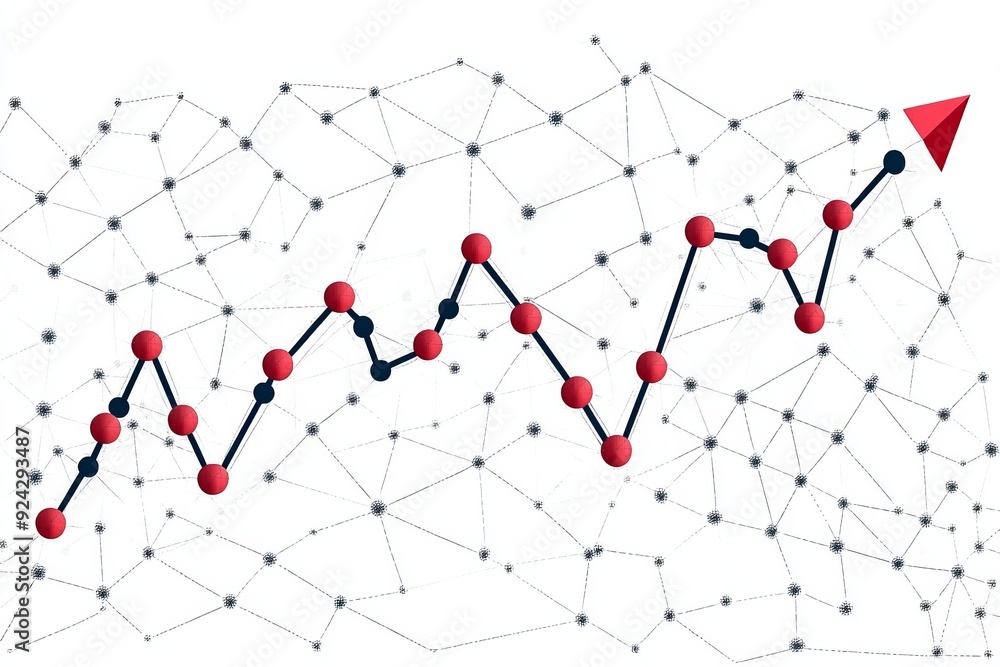 Network graph with nodes and connecting lines illustrating complex ...
