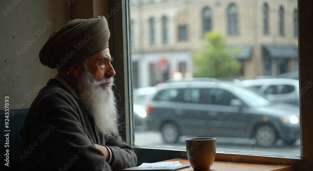 Contemplative elder: Sikh man's moment of reflection. Elderly Sikh man ...