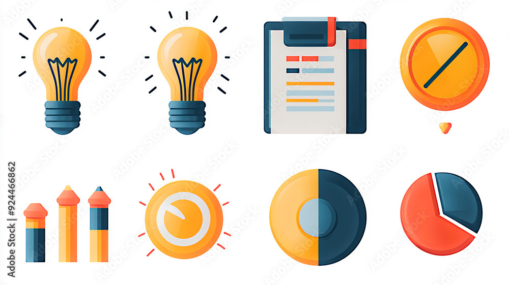 Educational Back to School Pack with flat vector graphics of academic ...