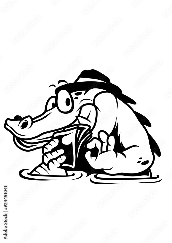 Funny Alligator Crocodile Illustration, Reptile Clipart, River Creature ...