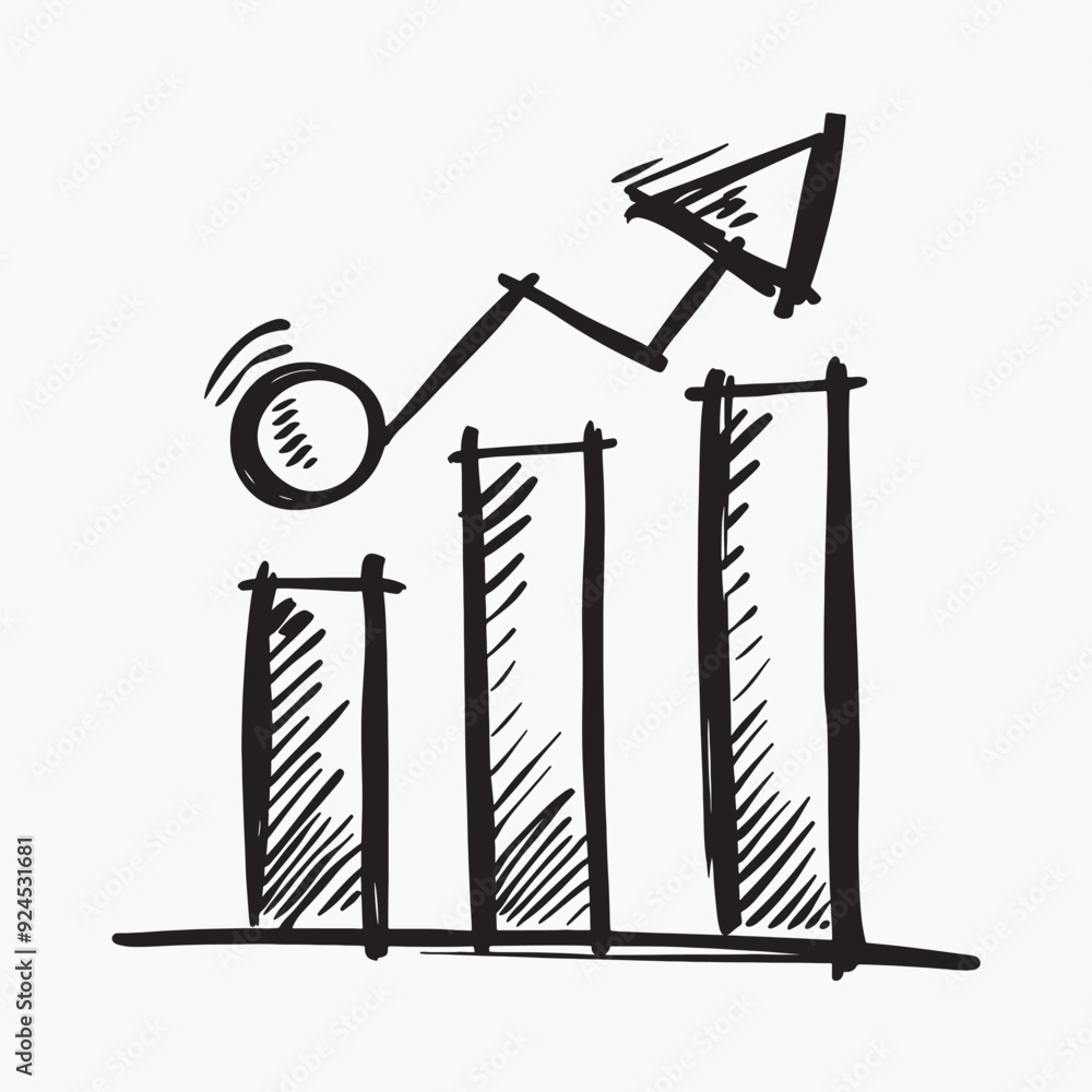 Hand-drawn bar chart growth Stock Vector | Adobe Stock