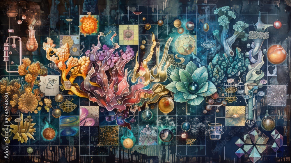 Artistic depiction of the periodic table with a visual emphasis on the ...
