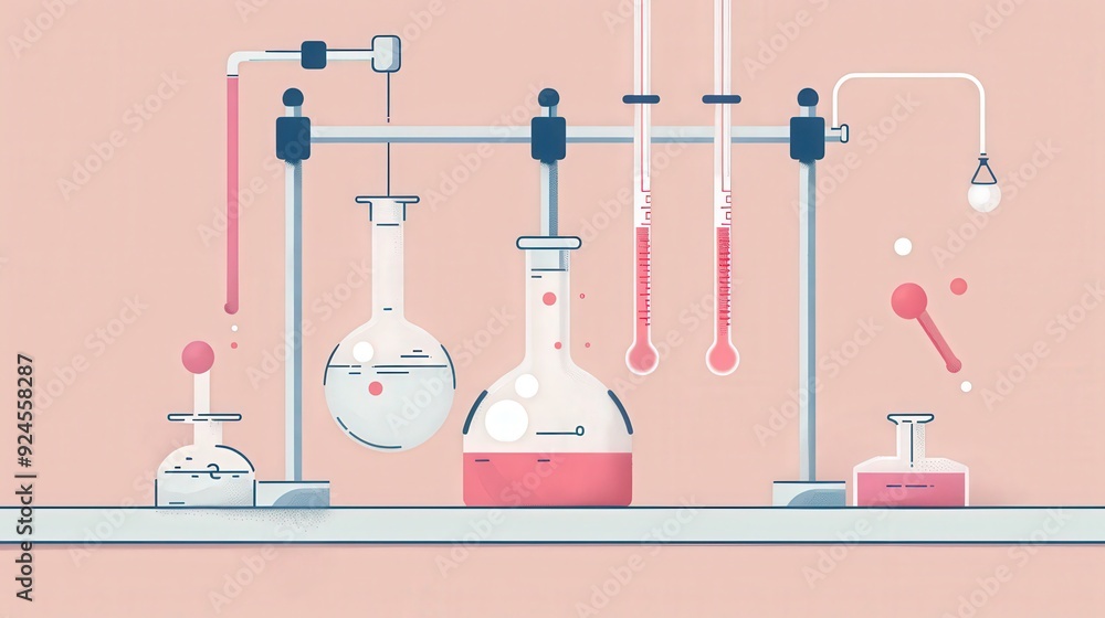 Illustration of a chemical equilibrium experiment, highlighting the ...