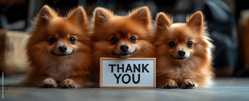 Thank you sign with text, thank you. Cute dog holding thank you note ...