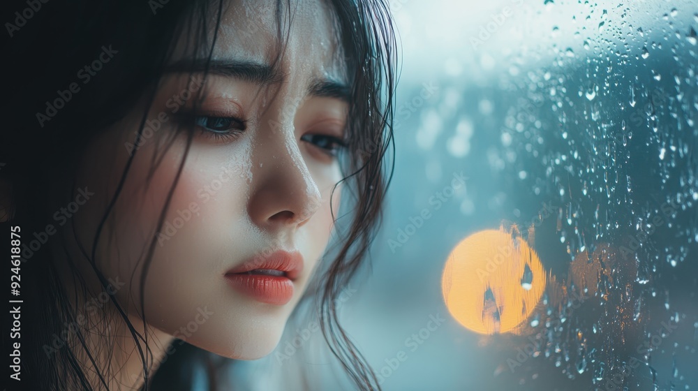 Sad crying woman sitting in coffee shop,young girl with tears eyes ...