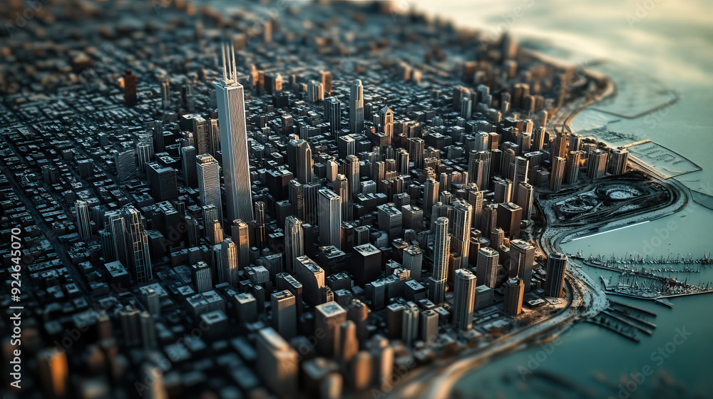Technical aerial visual, 3D LiDAR GIS aerial map satellite scan model ...