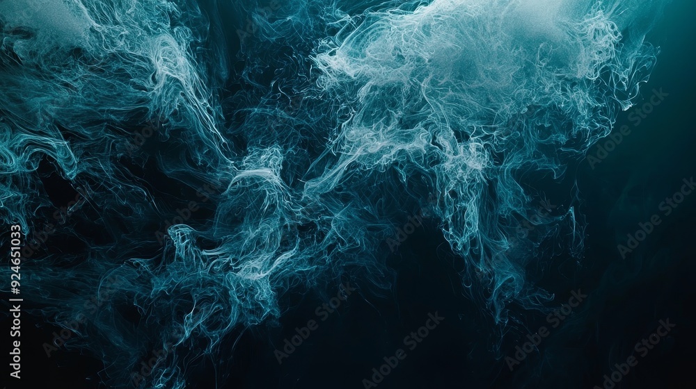 Ilustración de Stock Blue green shiny glitter steam cloud blend on dark ...