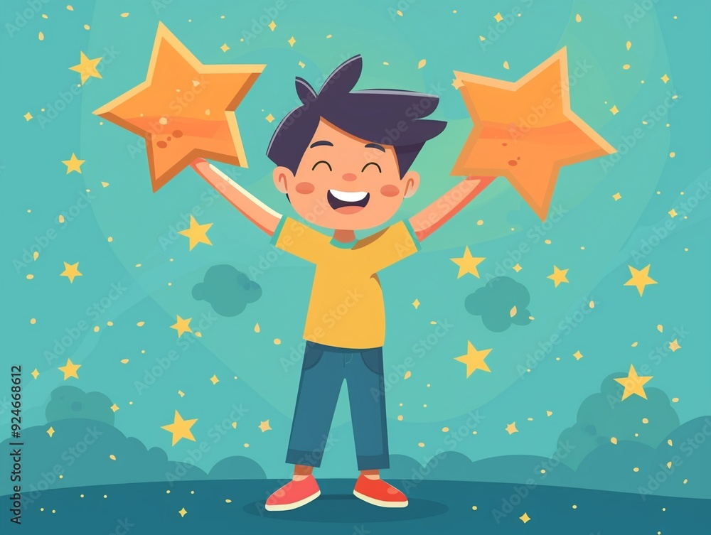 Gifted and talented education clipart, shining stars, flat art, simple ...