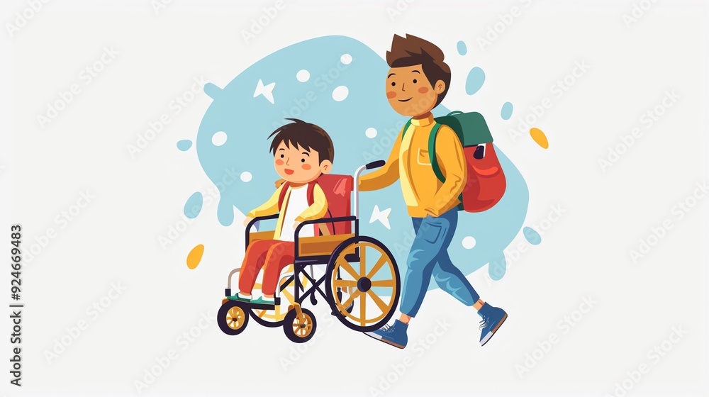 Inclusive education for all clipart, wheelchair accessible, flat art ...