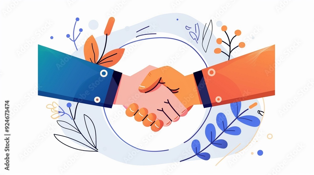 Successful negotiation handshake clipart, flat art, agreement theme ...