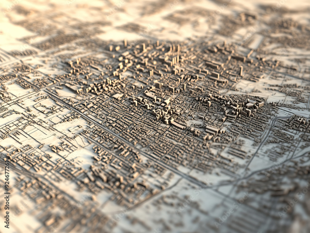 Technical aerial visual, 3D LiDAR GIS aerial map satellite scan model ...