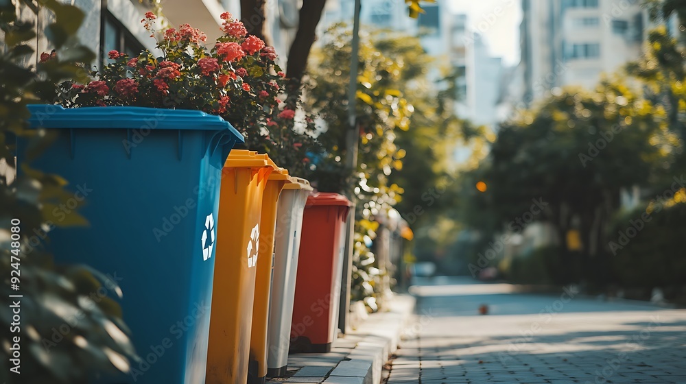 Digital cityscape with AI-managed waste management systems and ...
