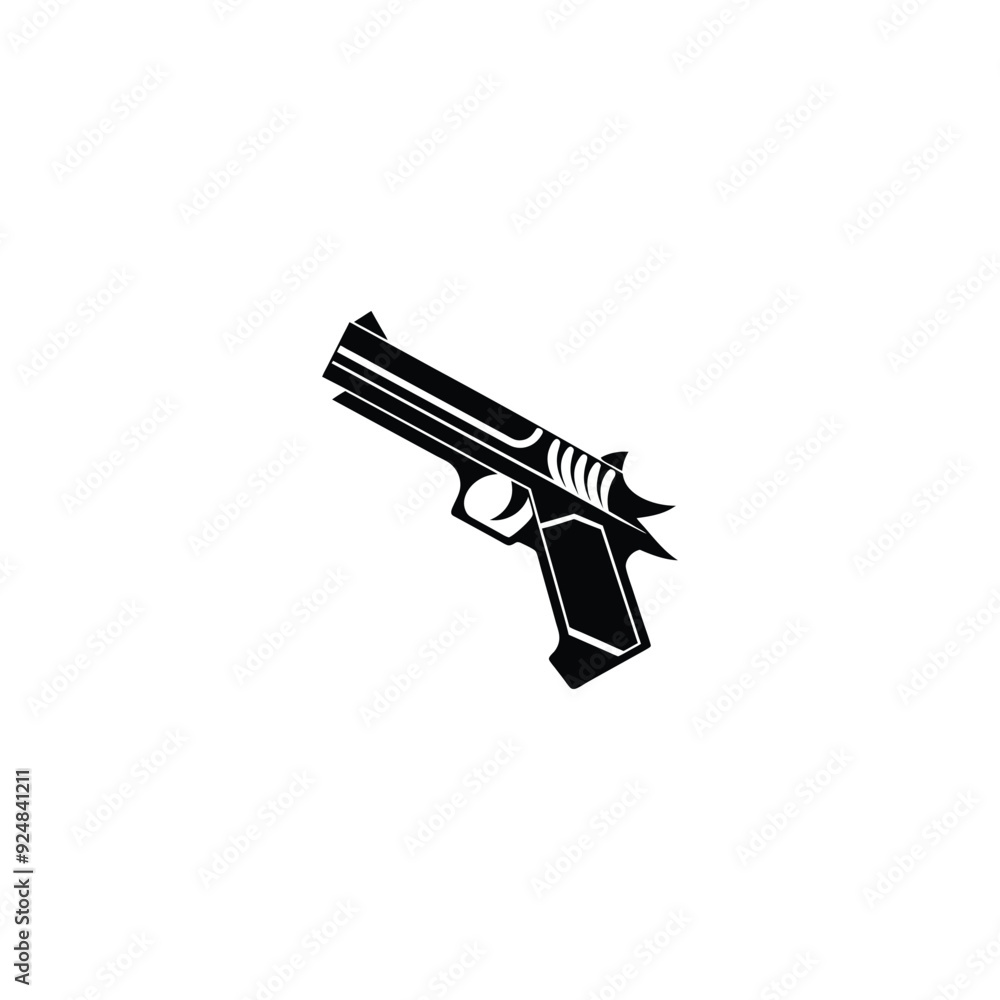 Desert eagle pistol icon, self defense weapon, concept simple black ...