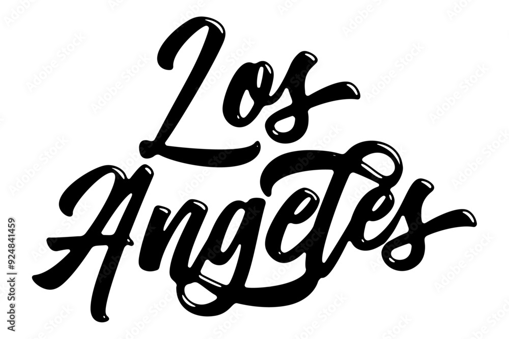 Los Angeles city name written in street art-style liquid brush script ...