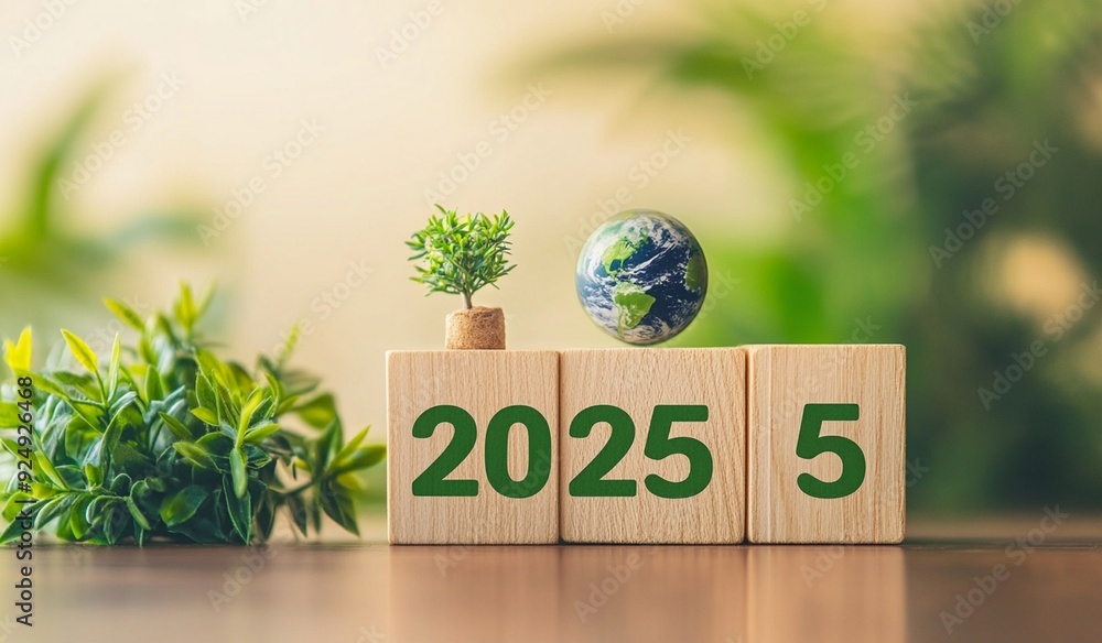 2025 growth business. wooden block with 2024 change to 2025, Set up ...