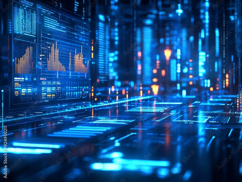 Stereoscopic data chart, visual data screen, data table, Visual data ...