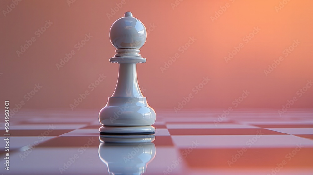Illustration of a 3D render of a single chess pawn standing tall on a ...