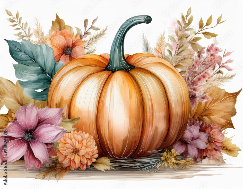 Fall sublimation, Watercolor thanksgiving pastel pumpkin leaf clipart ...