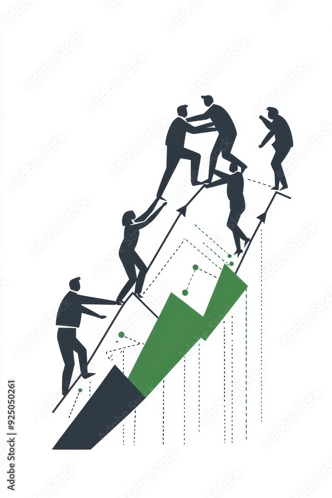 Collaborative teamwork illustration showing people helping each other ...