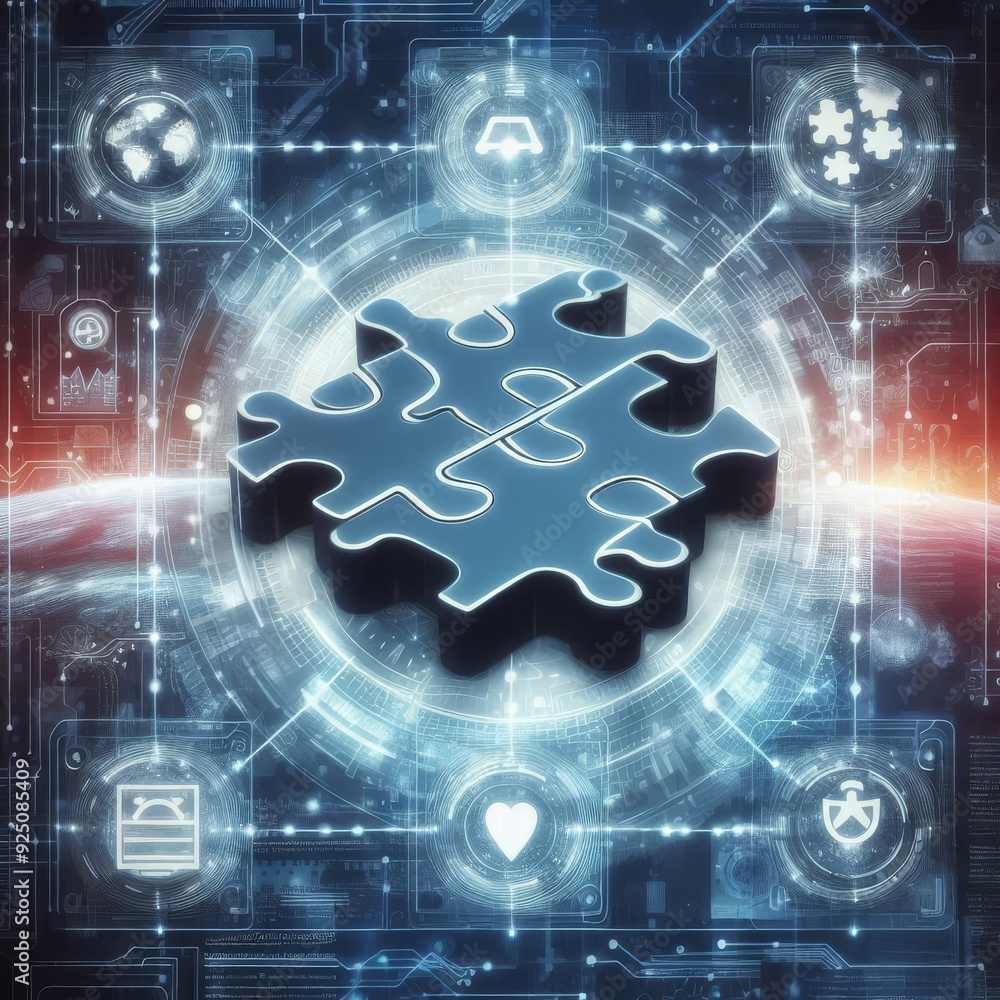 Digital representation of API integration concept with interlocking ...