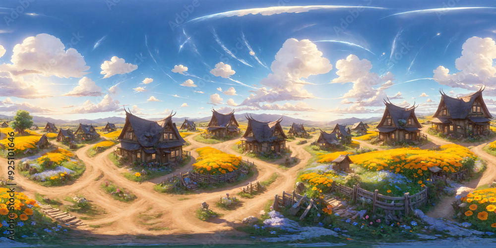 HDRI Anime Landscape Equirectangular Panorama 12 Stock Illustration ...