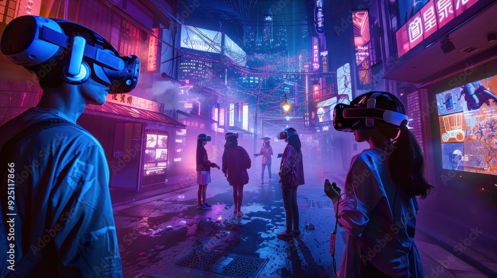 Hyper-realistic depiction of the metaverse, blending digital and ...